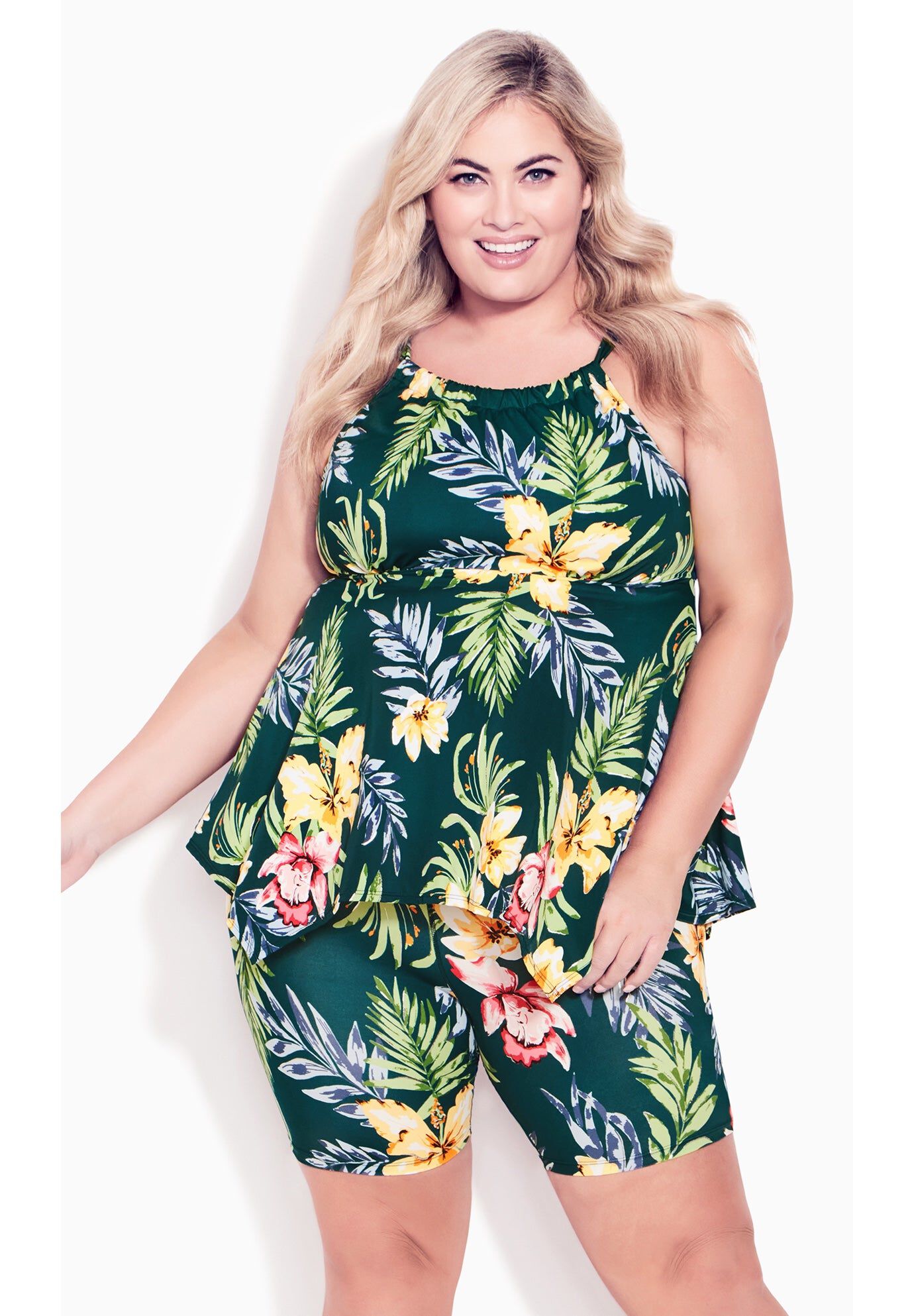 Handkerchief Print Tankini Top | Roaman's