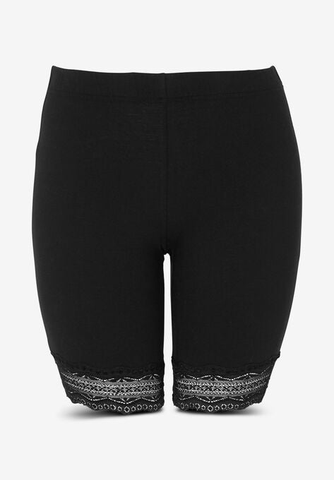 Lace Hem Bike Shorts | Roaman's