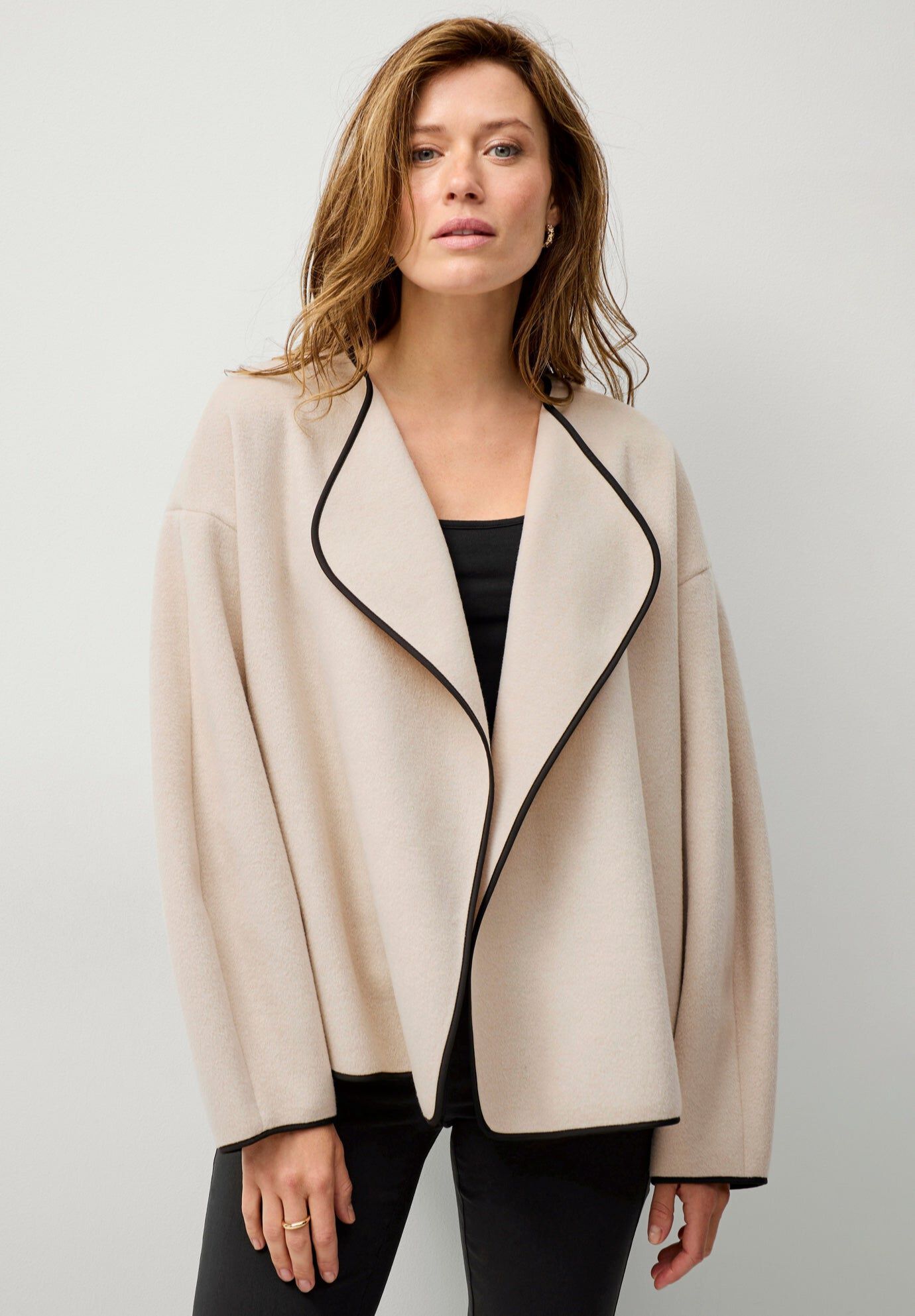 Open Drape Front Boxy Jacket | Roaman's