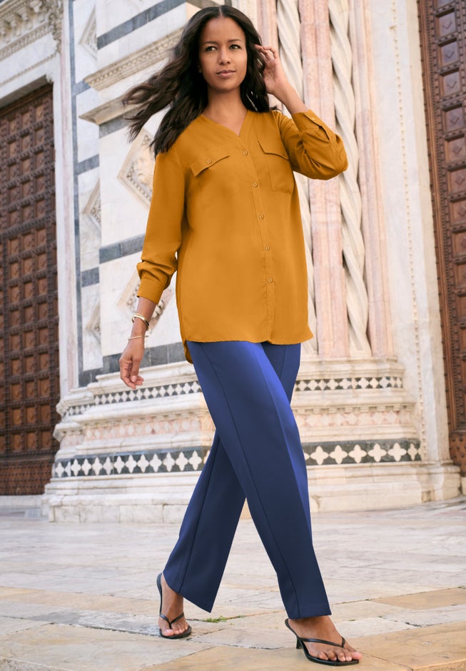 Georgette Roll-Tab Utility Shirt | Roaman's