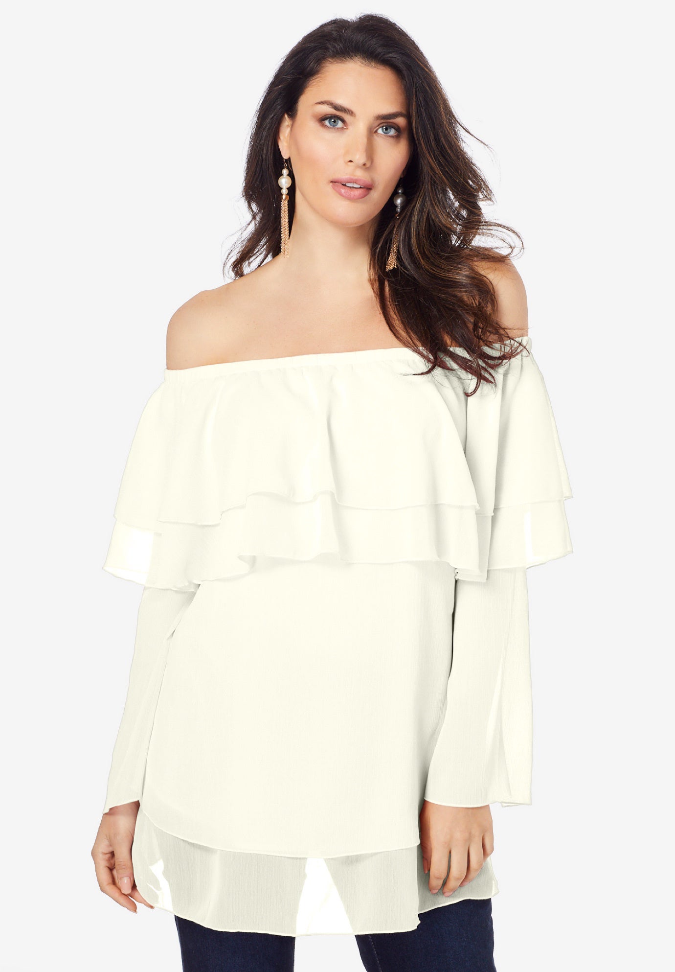 Flounce Off-The-Shoulder Top | Roaman's