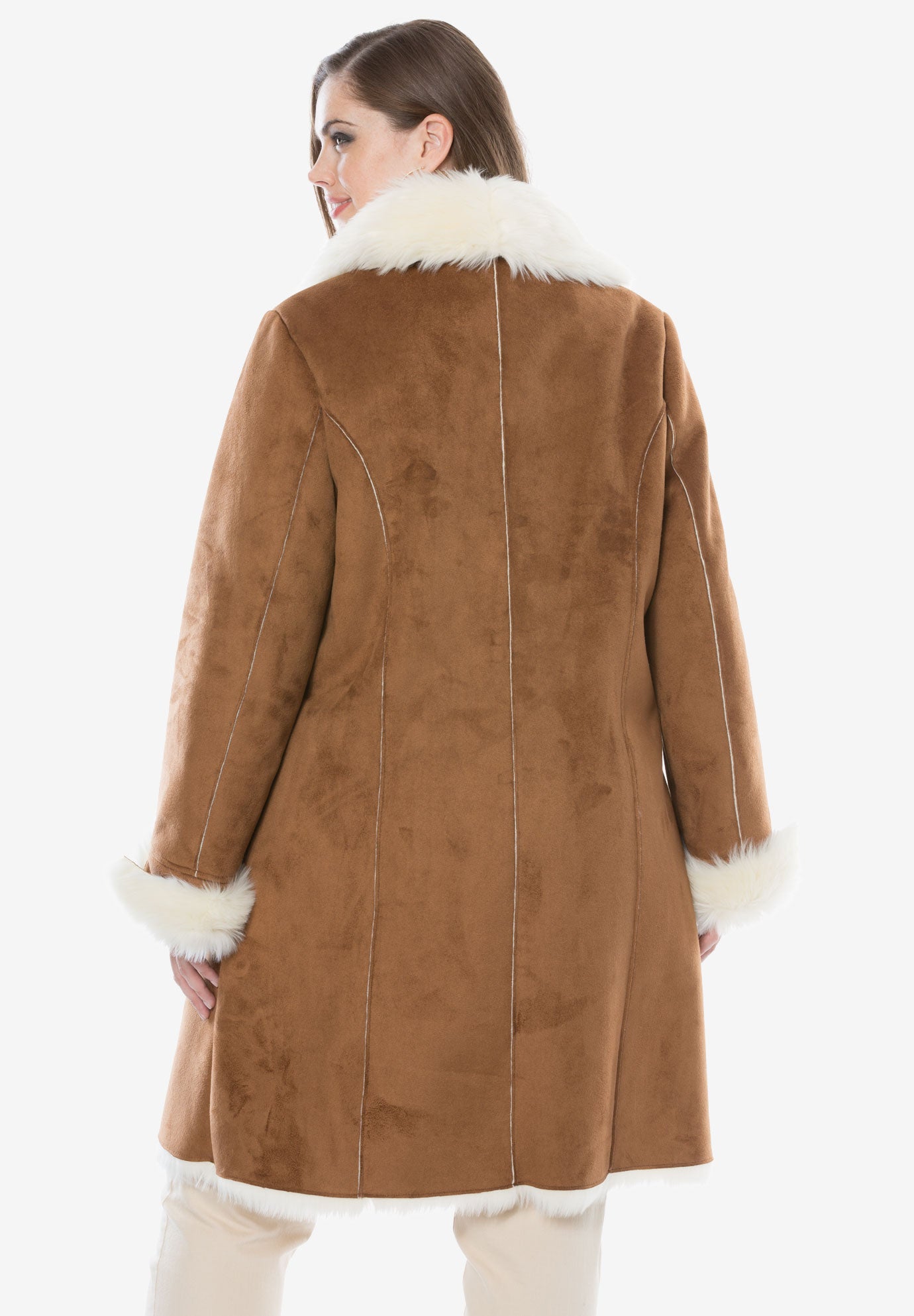 Cascade Faux Suede Coat By Donna Salyers Fabulous Furs Plus Size Faux