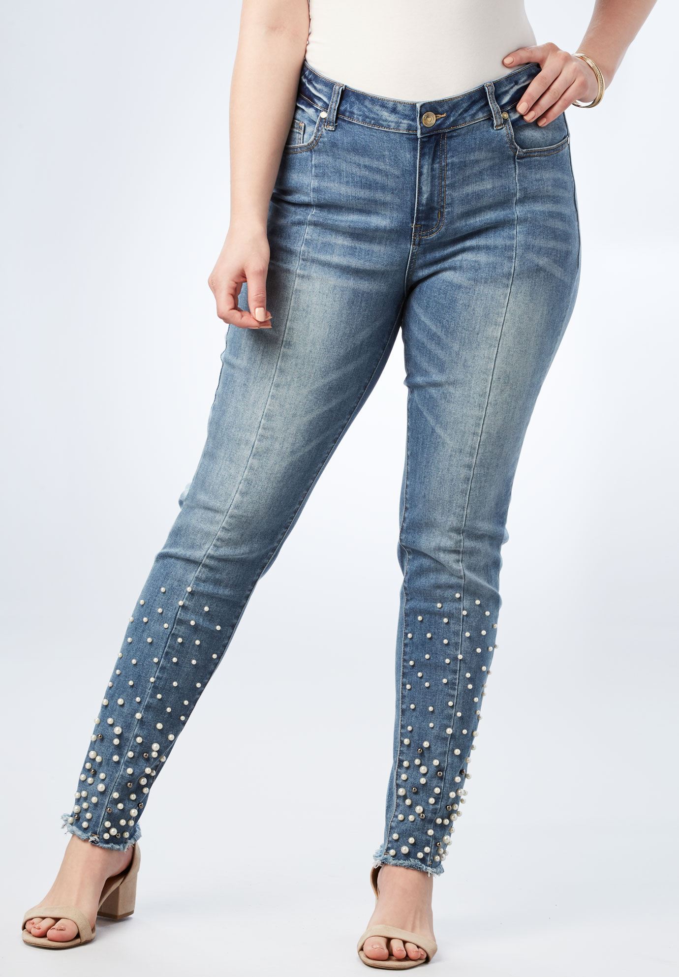 Pearl Skinny Jean By Denim 24 7® Plus Size Skinny Leg Jeans Roamans
