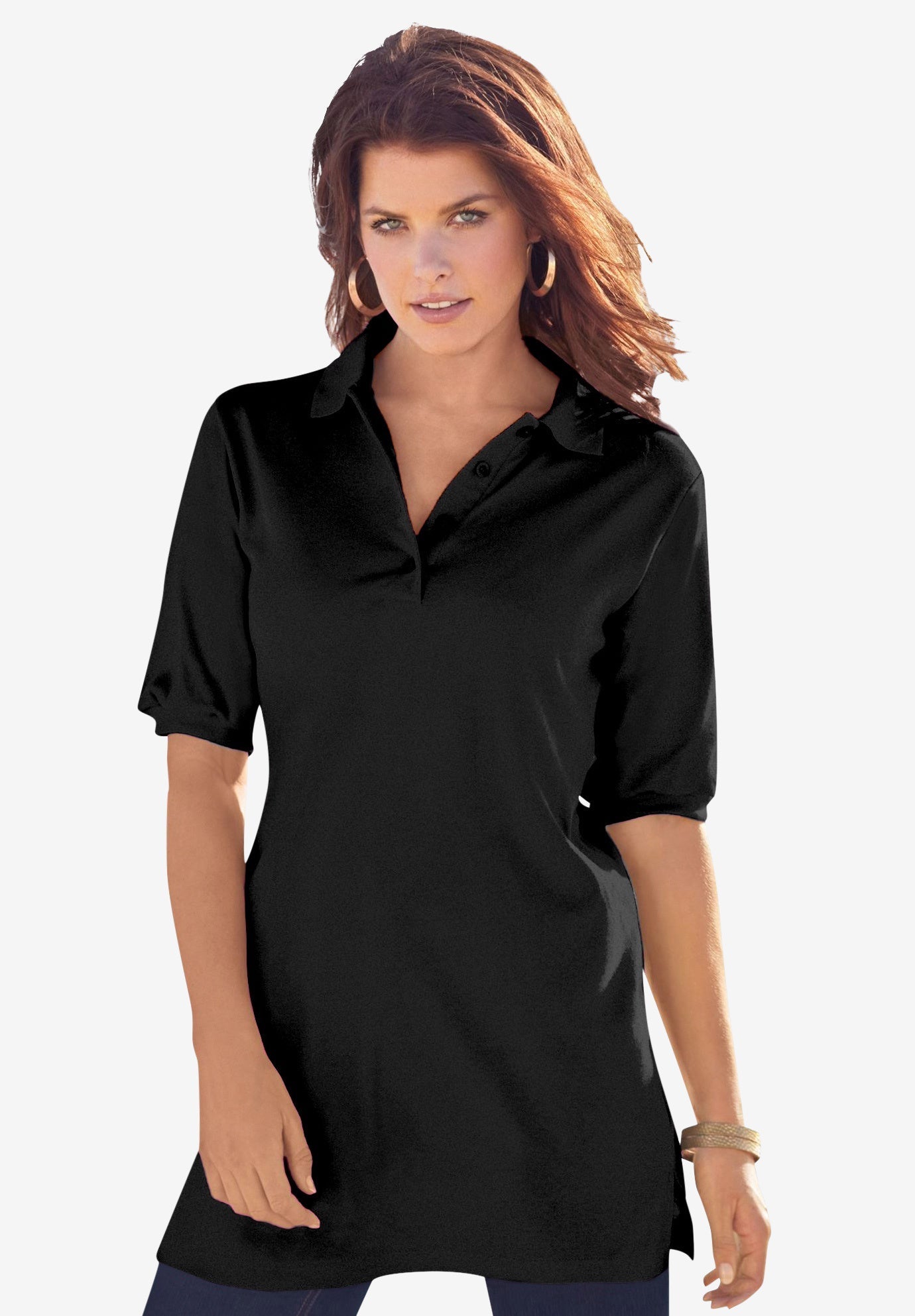 Oversized Polo Tunic | Plus Size Tunics | Roaman's