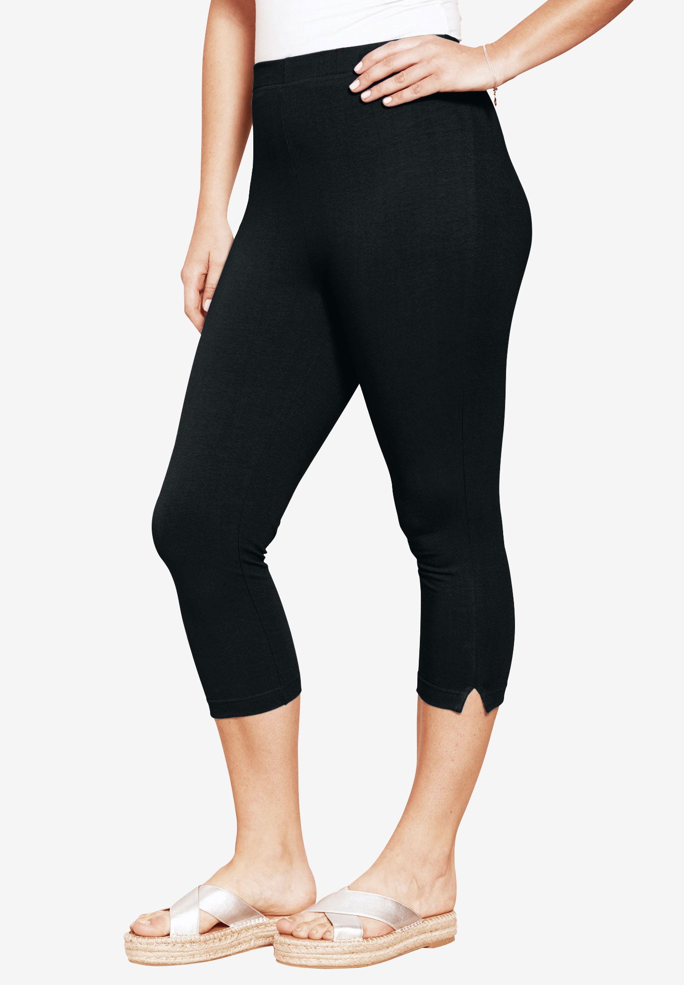 Stretch Capri Leggings Plus Size Activewear Bottoms Roamans