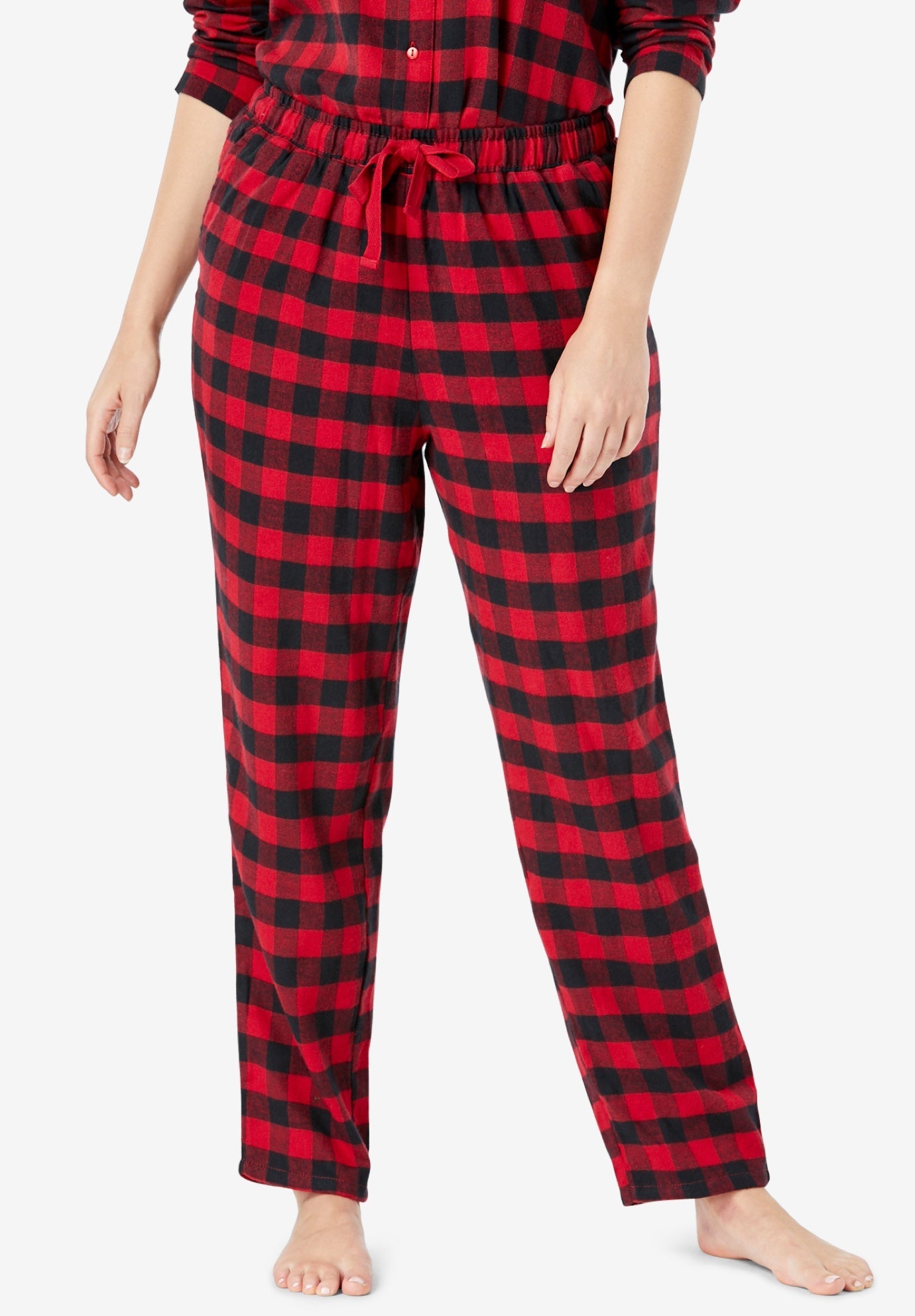 Fashionable Cotton Flannel Pants, Slate Plaid | Roaman's