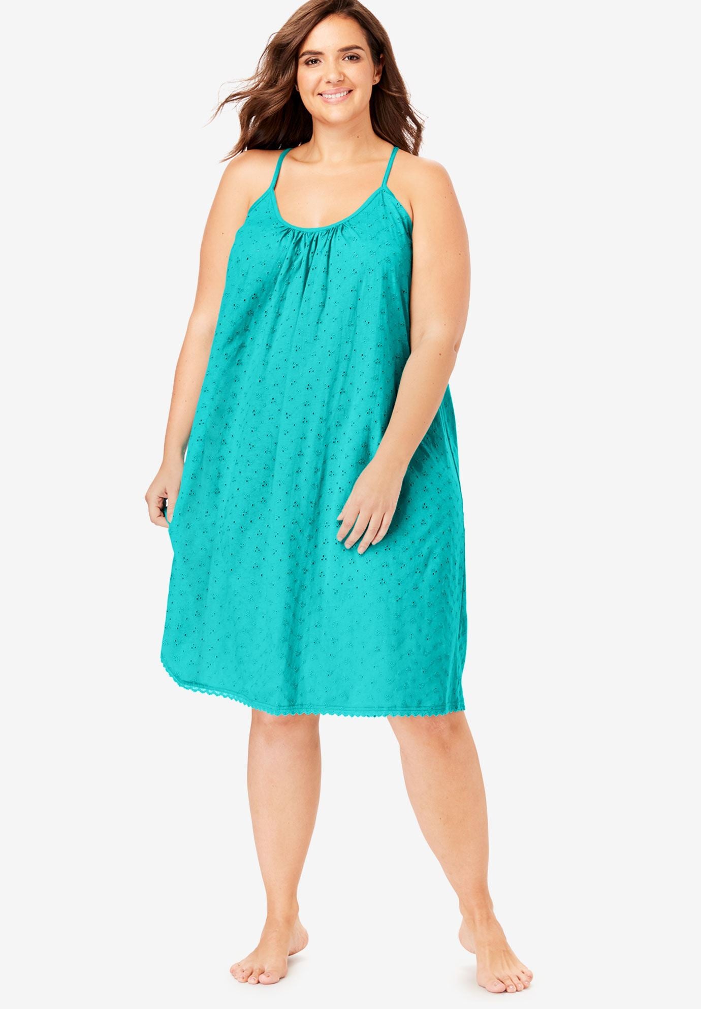 Breezy Eyelet Knit Short Nightgown Plus Size Nightgowns Roamans