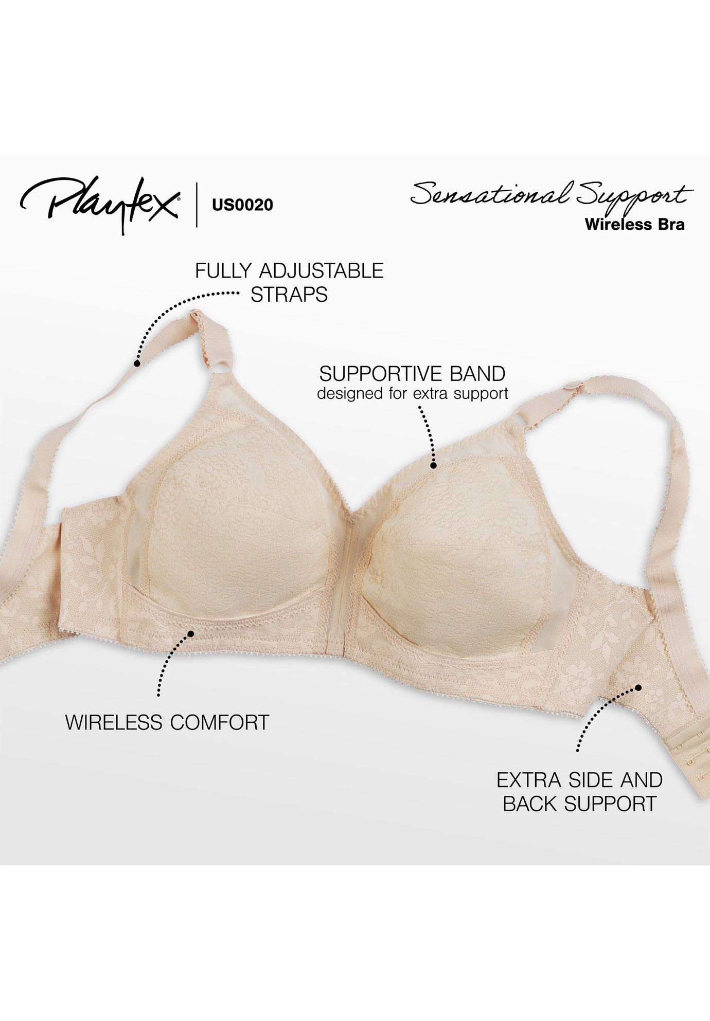 Playtex® 18 Hour Sensational Support Wireless Bra 2027 Plus Size Wireless Bras Roamans