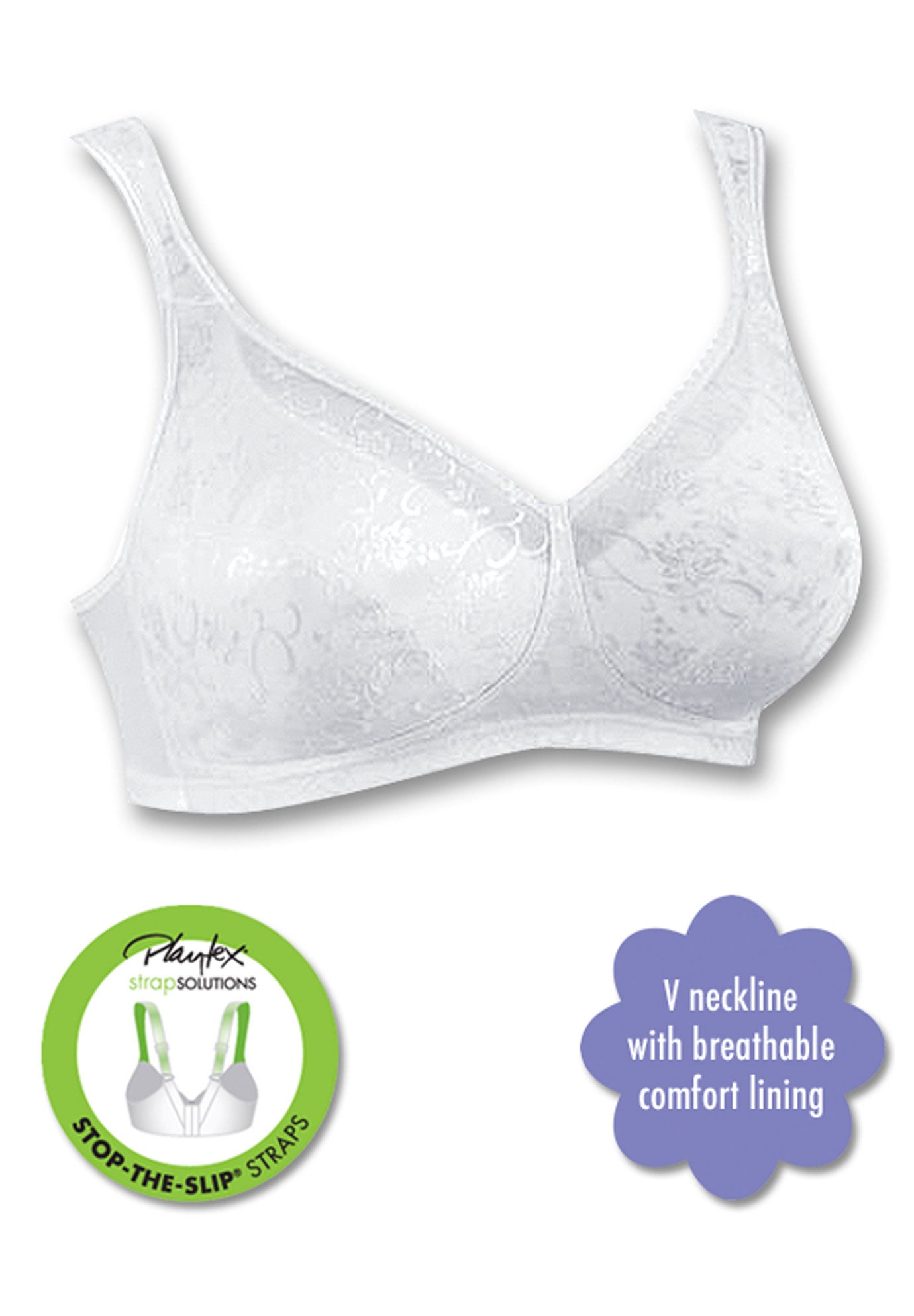 18-Hour soft cup floral patterned bra by Playtex®| Plus Size Wireless ...