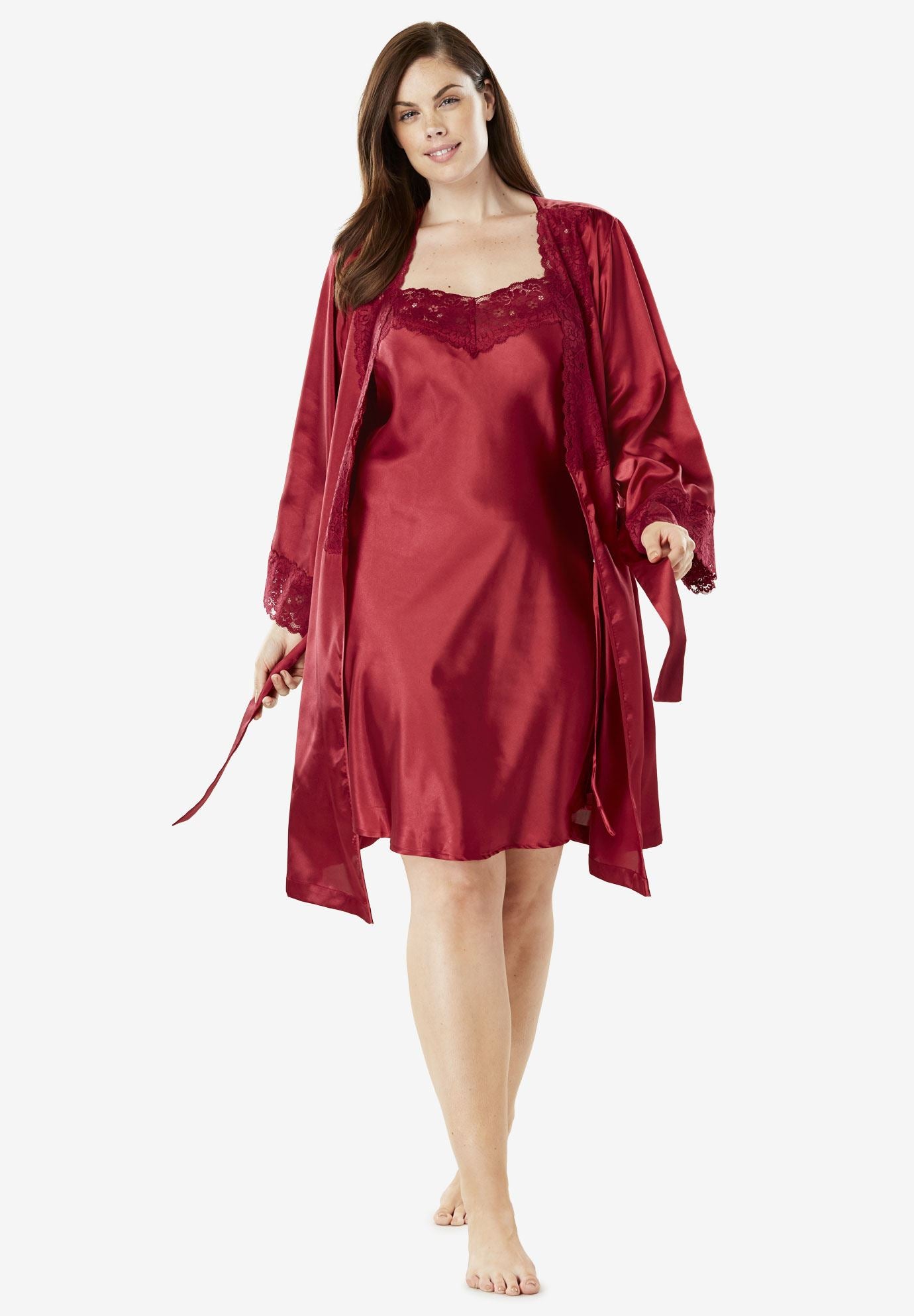 The Luxe Satin Short Peignoir Set by Amoureuse® | Plus Size Women's ...