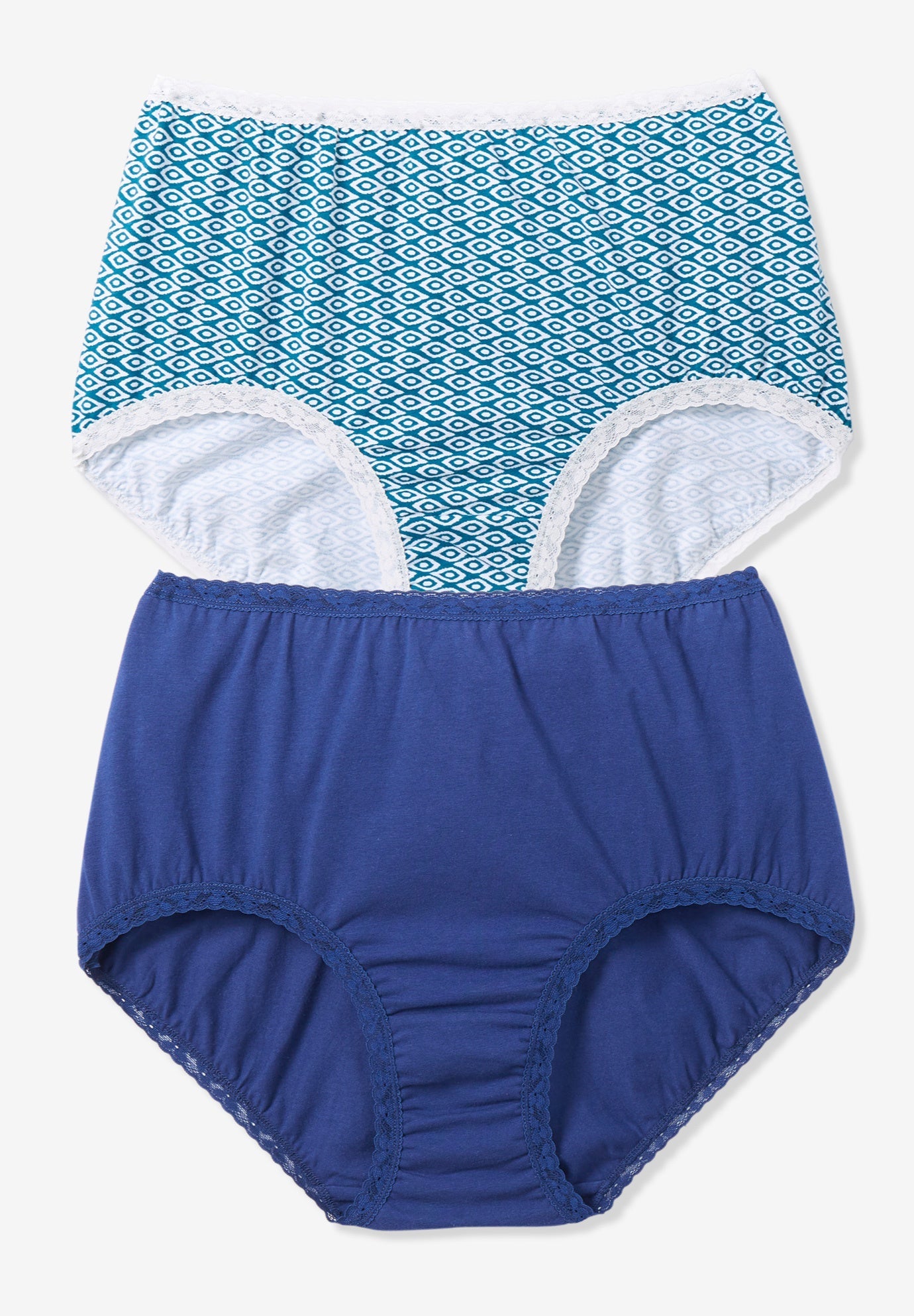 Fashionable Cotton Spandex Lace Detail Brief 2-Pack, Raspberry Sorbet ...