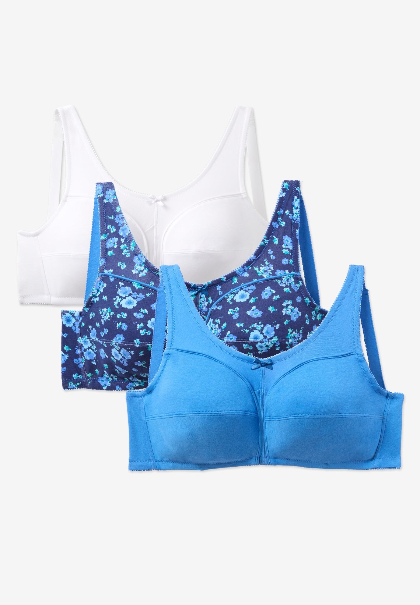 3-Pack Cotton Wireless Bra | Roaman's