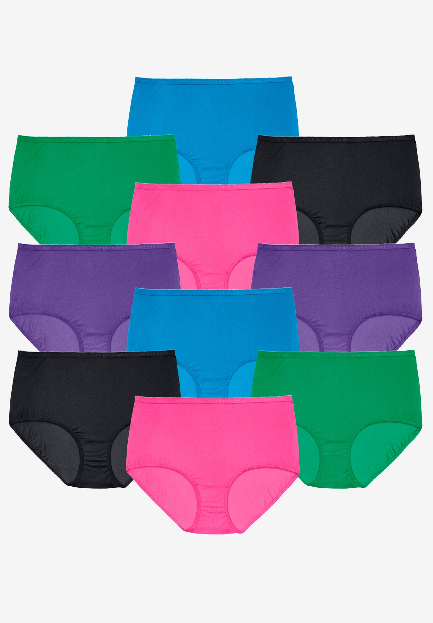 10 Pack Nylon Full Cut Brief By Comfort Choice® Plus Size Brief