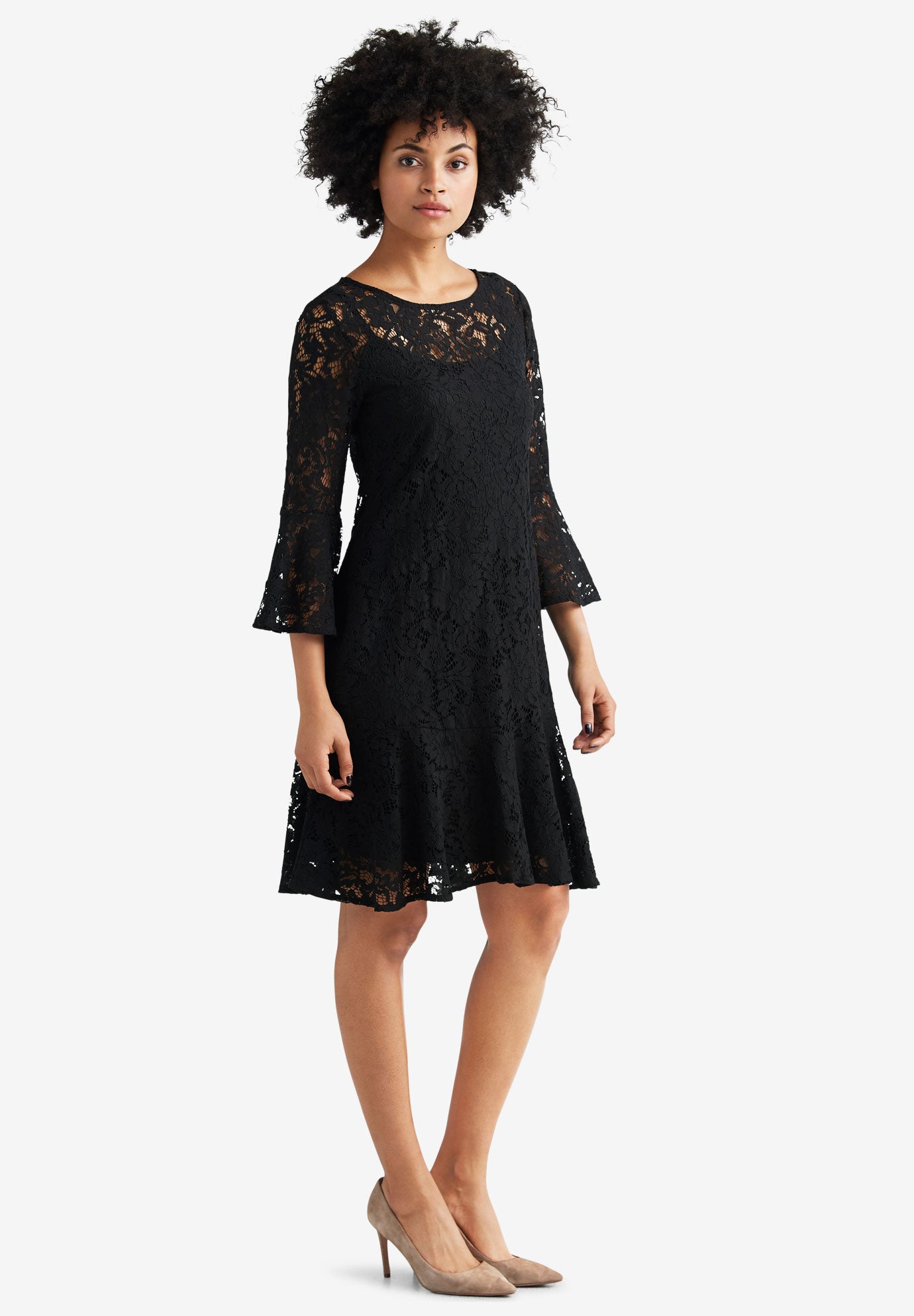 Flounce Hem Lace Dress by ellos® | Roaman's